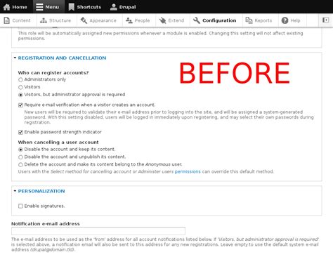 Allow Password On Registration Without Disabling E Mail Verification Drupal Org