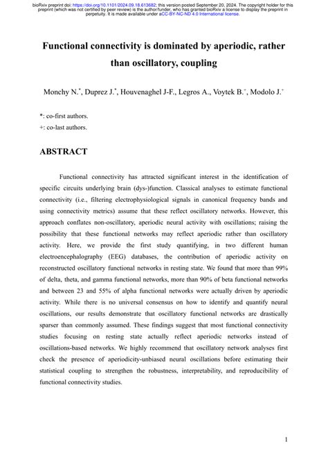 Pdf Functional Connectivity Is Dominated By Aperiodic Rather Than