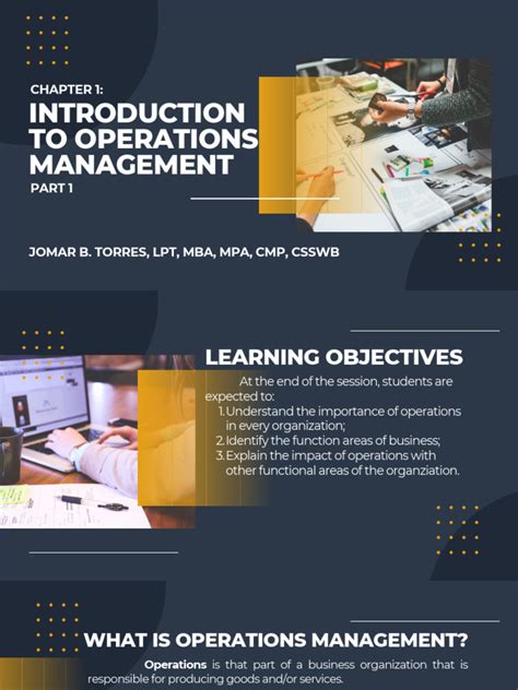 Chapter 1 Introduction To Operations Management Part 1 1 Pdf