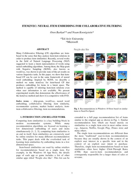 Item2vec Neural Item Embedding For Collaborative Filtering Deepai