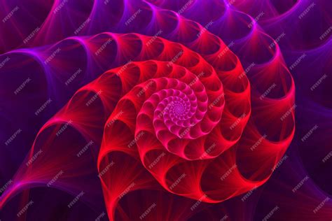 Premium Photo Red Purple Nautilus Abstract Gold Logarithmic Spiral