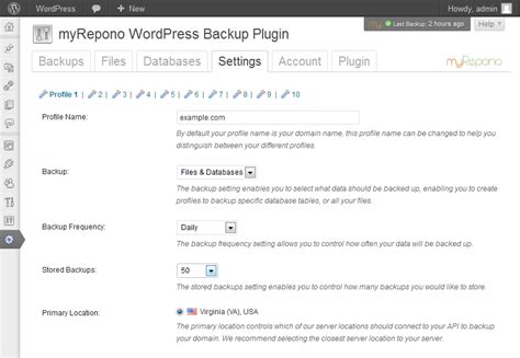 WordPress Backup Service Plugin MyRepono Website Backup Service