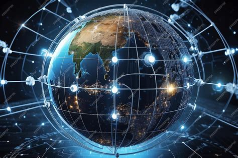 Premium Photo Secure Network Connection Technology Globe And Lock With Applications Icon