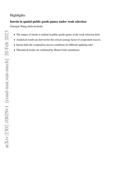 pdf inertia in spatial public goods games under weak selection