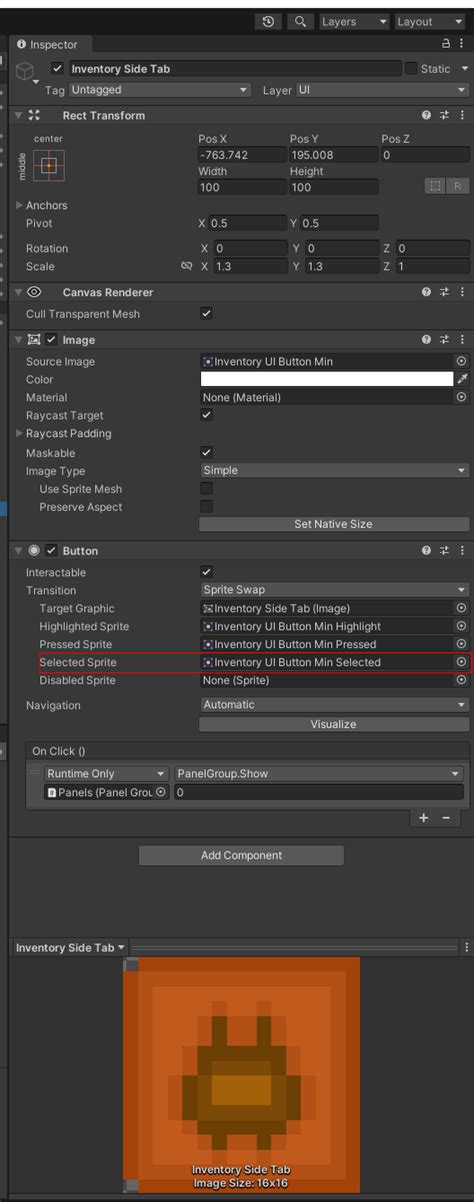 Help With The Inventory System And Side Tabsbuttons Unity Engine