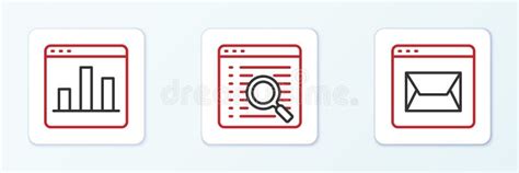 Set Line Website and Mail, Graph Chart Infographic and Search Engine ...