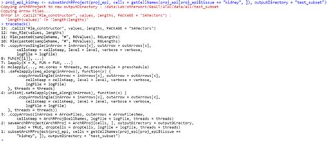 error when dropcells t in savearchrproject subsetarchrproject · issue