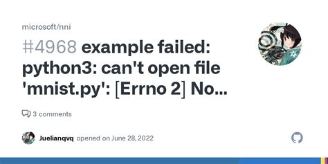 Example Failed Python3 Cant Open File Mnistpy Errno 2 No Such File Or Directory · Issue
