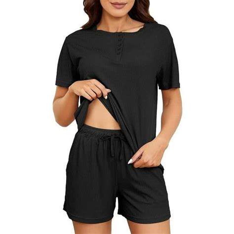 Heartnice Womens Pajama Shorts Sets Soft Lounge Short Sleeve
