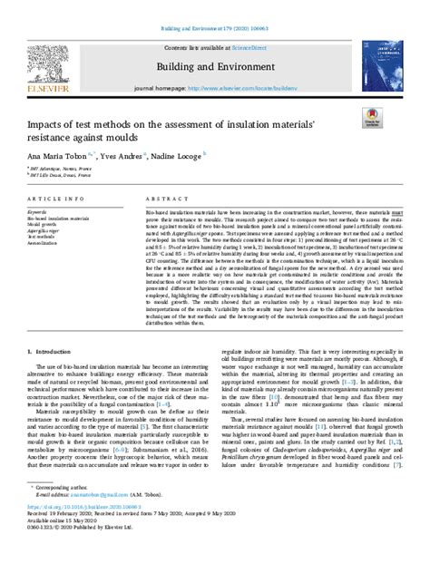 Pdf Impacts Of Test Methods On The Assessment Of Insulation Materials
