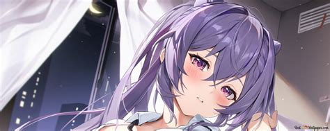 Hot Keqing Flowing With Open Shirt Blushing K Wallpaper Download