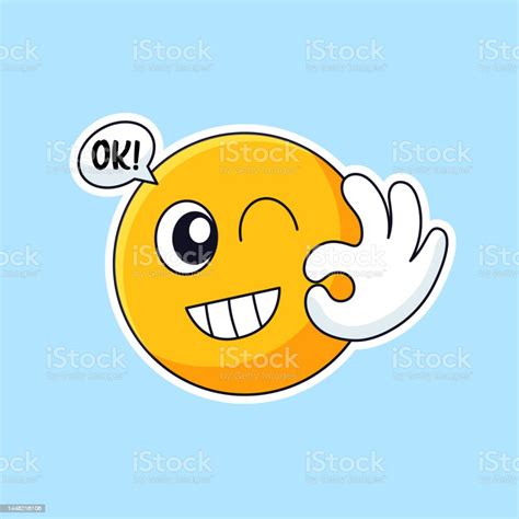Cute Blinking Eye Emoji Face With Okay Hand Gesture Social Media