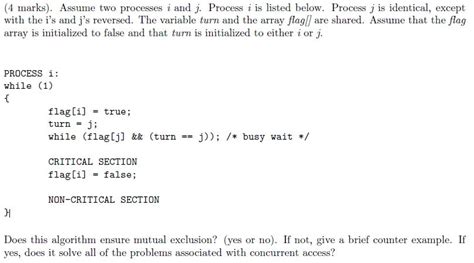 Solved Assume Two Processes I And J Process I Is Listed