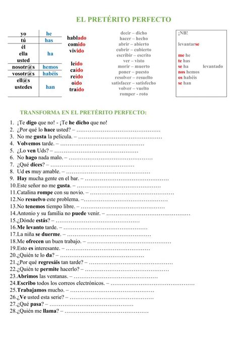 Pretérito Perfecto Interactive Activity