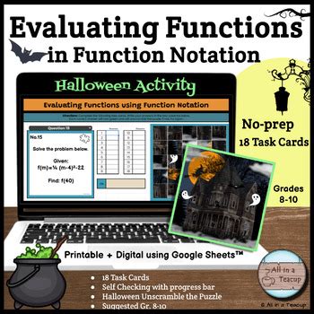 Evaluating Functions Halloween Digital Printable Activity Function Notation