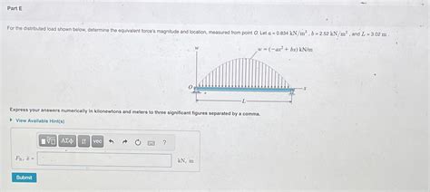 Solved Part Efor The Distributed Load Shown Below Determine