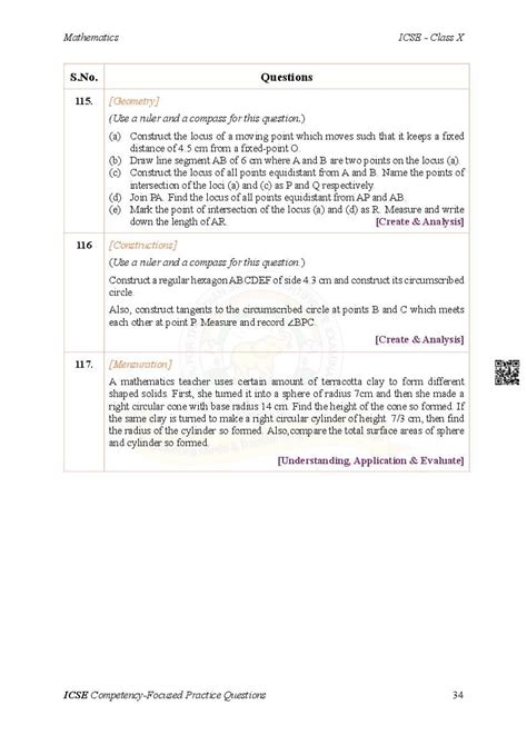 ICSE Competency Based Questions Mathematics Class Competency Practice Questions AglaSem