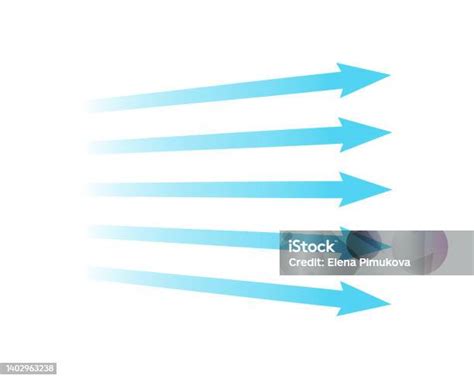 공기 흐름 공기 이동 방향을 나타내는 파란색 화살표입니다 바람 방향 화살표 컨디셔너에서 푸른 차가운 신선한 스트림 흰색 배경에