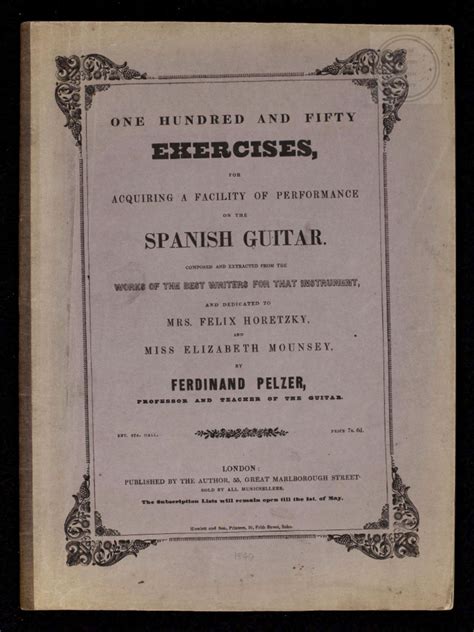150 Exercices For The Spanish Guitar Ferdinand Pelzer 1801 1861