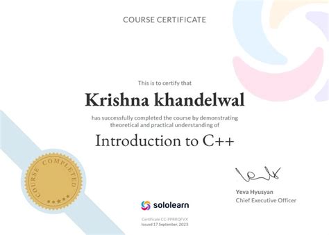 Krishna Khandelwal On Linkedin Here Is My First Certificate Of C