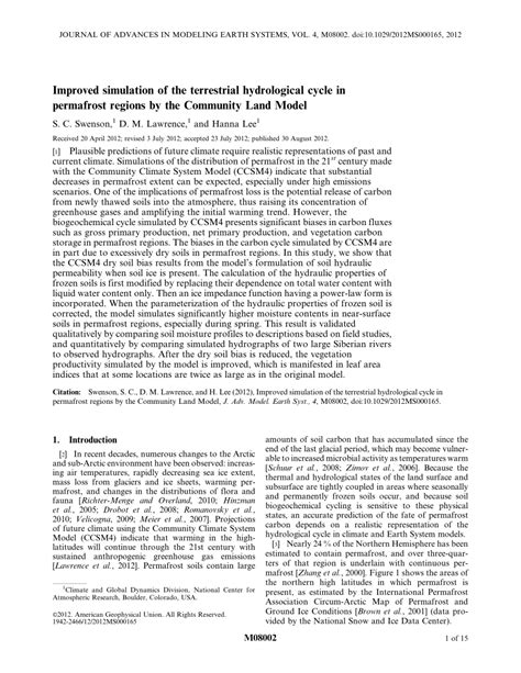 Pdf Improved Simulation Of The Terrestrial Hydrological Cycle In Permafrost Regions By The