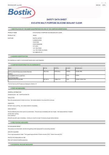 Selleys Multi Purpose Silicone Sealant Msds