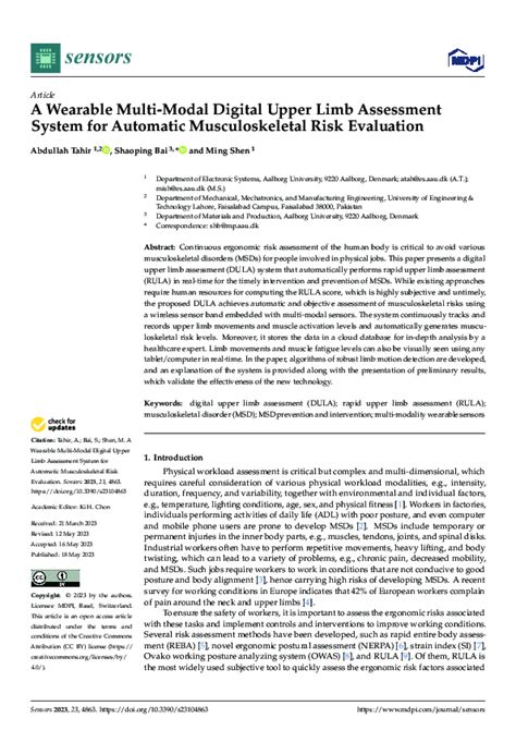 Pdf A Wearable Multi Modal Digital Upper Limb Assessment System For Automatic Musculoskeletal