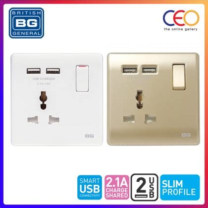 British General Single Universal Switched Socket Outlet USB A