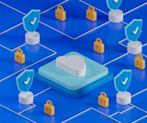 Premium Photo Isometric 3d Rendering Concept Security System On Cloud