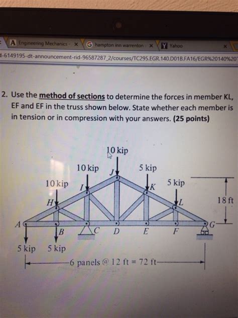 Solved Use The Method Of Sections To Determine The Forces In