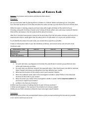 12 Updated Ester Lab 2021 Pdf Synthesis Of Esters Lab Purpose To Produce Several Esters And