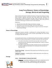Lesson Nature Of Knowledge Pdf Learning Cognitive Psychology Long Term Memory Nature Of