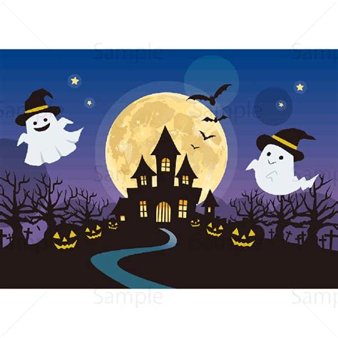 ハッピーハロウィン（ハロウィン城とおばけ） 素材ごよみ