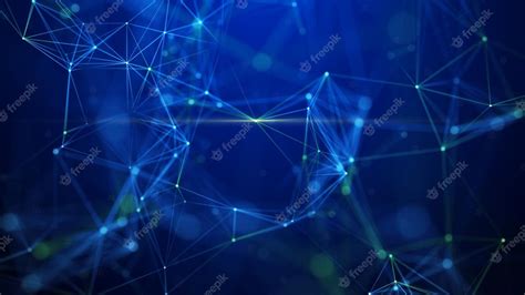 Premium Photo Abstract Blue Background With Moving Lines And Dots Network Connection Worldwide