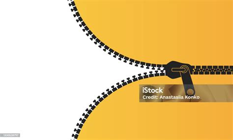 지퍼 편집 가능한 템플릿을 엽니다 배너 방문 페이지 전단지 커버 이야기 등을위한 세련된 노란색 배경 벡터 일러스트레이션 열기에 대한 스톡 벡터 아트 및 기타 이미지 Istock