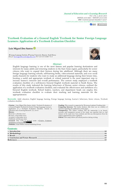 Pdf Textbook Evaluation Of A General English Textbook For Senior Foreign Language Learners