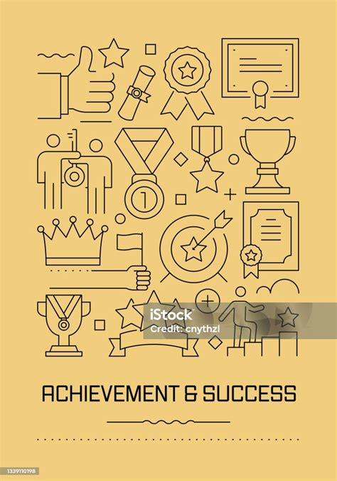 업적 및 성공 관련 현대 라인 디자인 브로셔 포스터 전단지 프리젠 테이션 템플릿 벡터 일러스트 게임화에 대한 스톡 벡터 아트 및