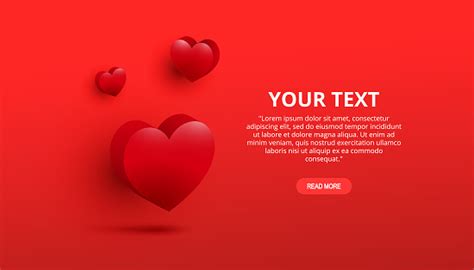 3d 하트 모양과 빨간색 배경에 텍스트를위한 장소현실적인 발렌타인 데이 배너 14세기에 대한 스톡 벡터 아트 및 기타 이미지 14세기 2월 귀여운 Istock