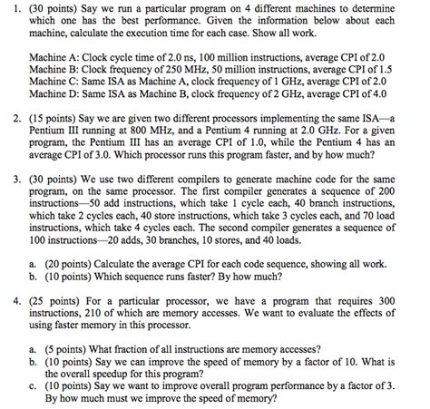 Solved Say We Run A Particular Program On 4 Different