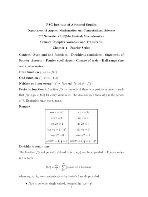 Fourier Series Pdf Pi Fourier Series