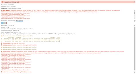 apply asset package failed error message in b ru esri community