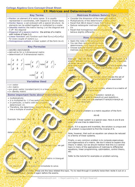 College Algebra Matrices And Determinants