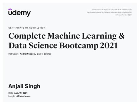 Udemy Machinelearning Datascience Numpy Tensorflow Anjali Singh