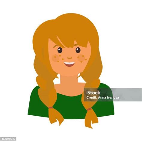 빨간 머리 여자 와 주근깨 아바타 플랫 벡터 일러스트 에 흰색 배경 만화에 대한 스톡 벡터 아트 및 기타 이미지 만화 머리