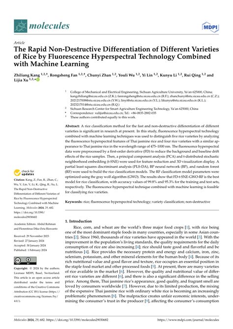 Pdf The Rapid Non Destructive Differentiation Of Different Varieties Of Rice By Fluorescence