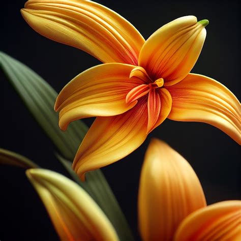 Premium Photo Beautiful Orange Tango Lily Flower On Grunge Wall