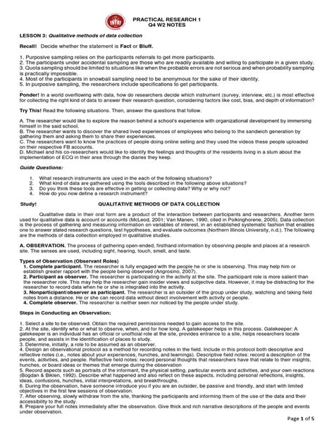 Q4 W2 Pr1 Notes Pdf Inquiry Cognition