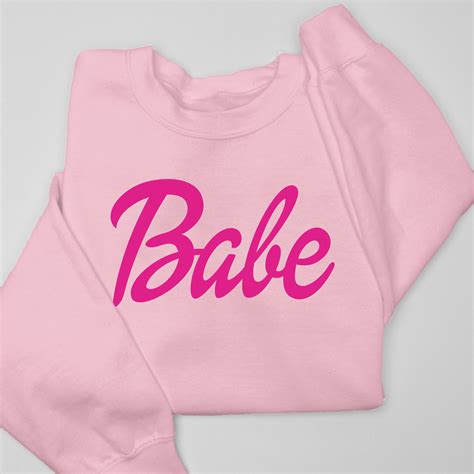 Cursive Doll Babe Logo Sweatshirt Babe Sweatshirt Valentines Day Crewneck Babe Crewneck