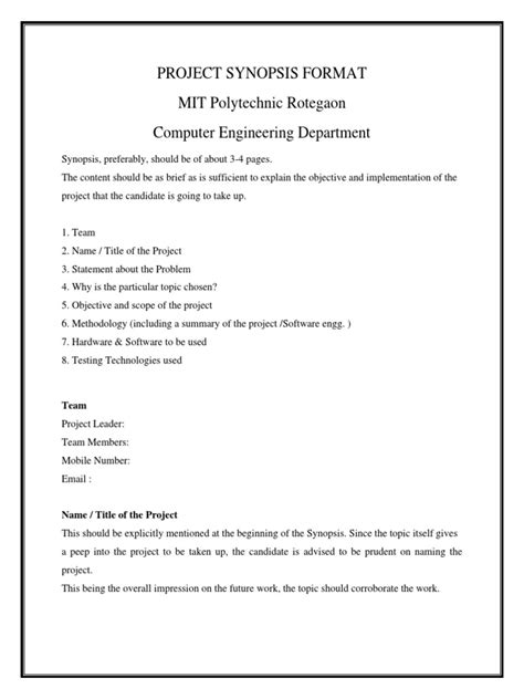 project synopsis mit 2021 pdf implementation system