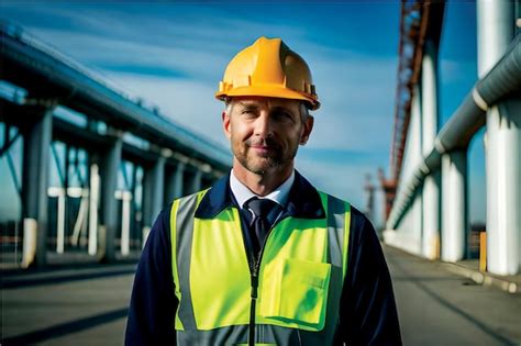 Premium Ai Image Portrait Of A Smiling Engineer In Oil Station